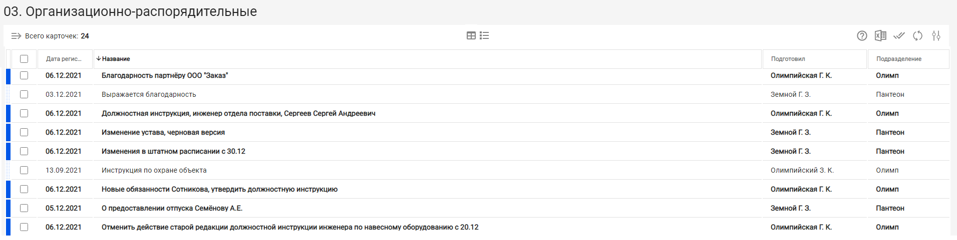 Карточки папки :: Документация Docsvision Linux Edition